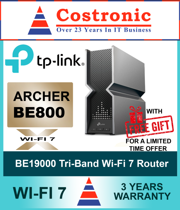 TP-Link Archer BE800 WiFi 7 BE19000 Tri-Band Wi-Fi 7 Router 10 Gbps ...