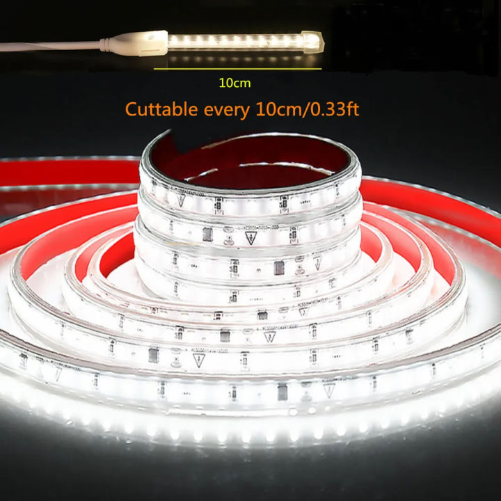 Ultra-thin Waterproof Led Strip Light 10cm Cut 220V 120LEDs/m Self ...