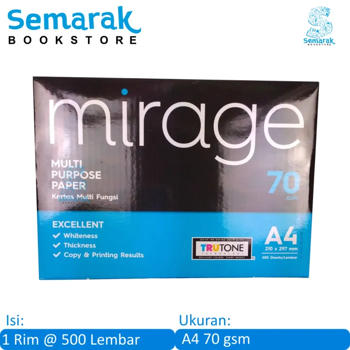 Mirage HVS Kertas Fotokopi A4 70 gsm [1 Rim / 500 Lembar] | Lazada Indonesia