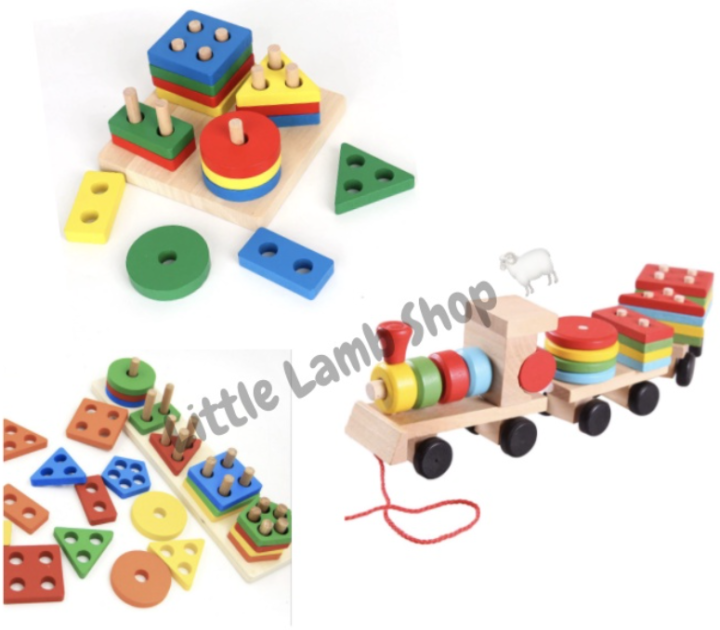 Montessori Learning toys/ Geometric Blocks Sorting Board/Matching game ...
