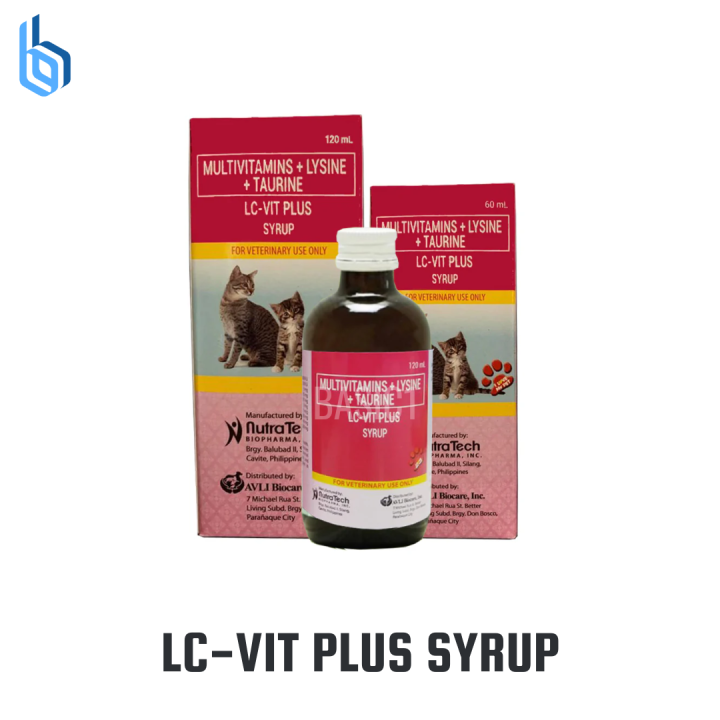 LC Vit PLUS Syrup Multivitamins w/ Taurine for Cats 60ml or 120ml ...