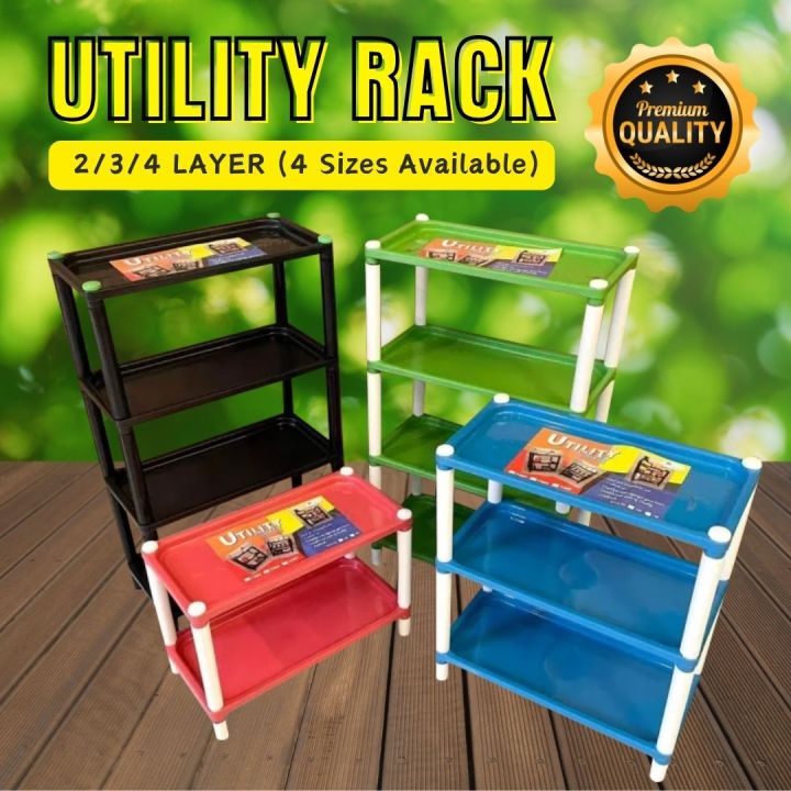 Utility Shelf Double 2, 3, 4 Layer Storage Organizer Utility Rack Home ...