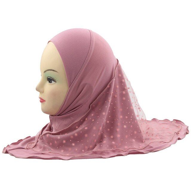 Muslim Girls Kids Hijab Islamic Scarf Shawls with Beautiful Lace Snow ...