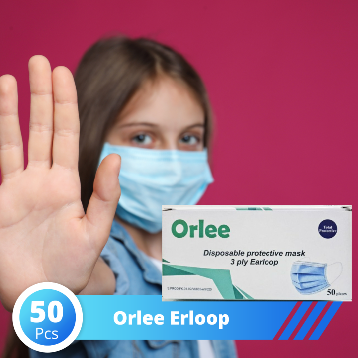 Masker Earloop Kuping 3 Ply 3Ply kemenkes ORLEE 50 Pcs | Lazada Indonesia