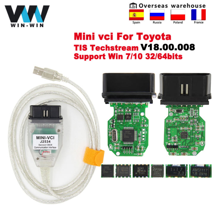 Mini vci For Toyota TIS Techstream V18.00.008 minivci FTDI For J2534 ...