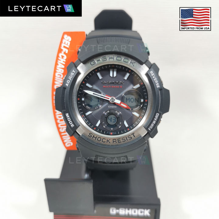 Casio Men's G-Shock AWG-M100-1ACF Tough Solar Atomic Black Resin Sport ...