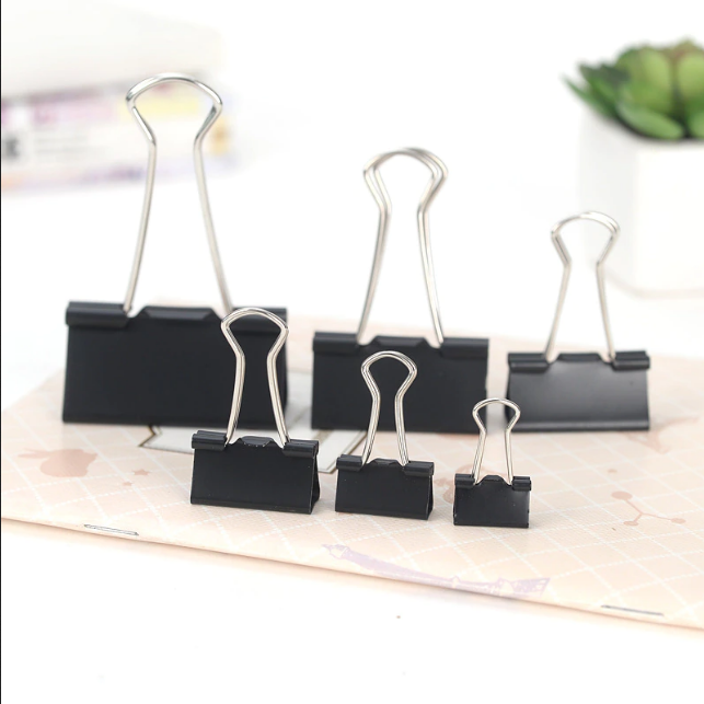 1pc Paper Clip Black Metal Binder Clips File Binder Clips Office School ...