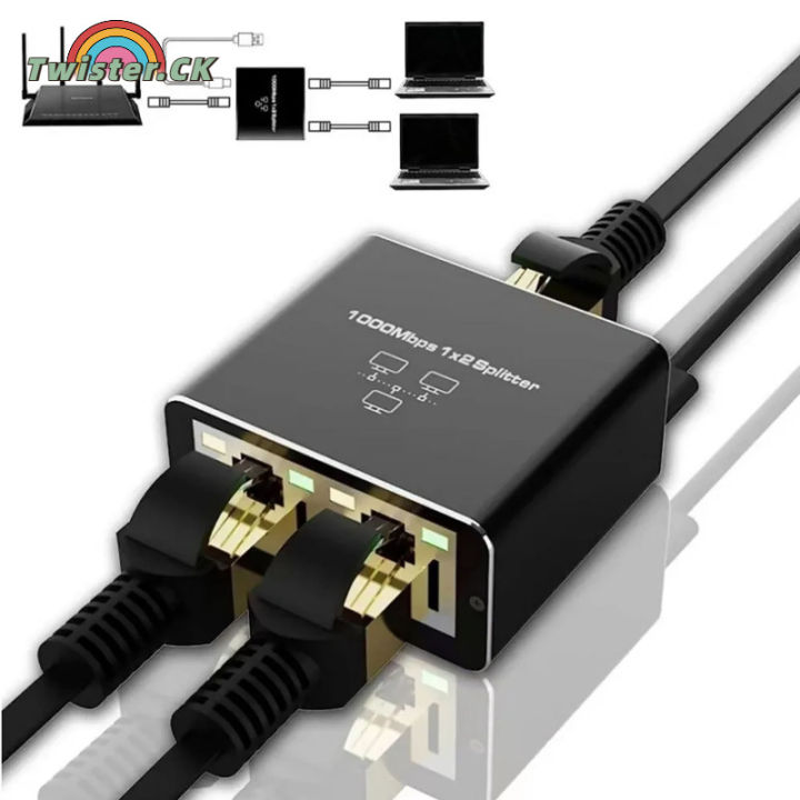 RJ45 Network Splitter Adapter 1 Input 2 Output Ethernet Splitter High ...