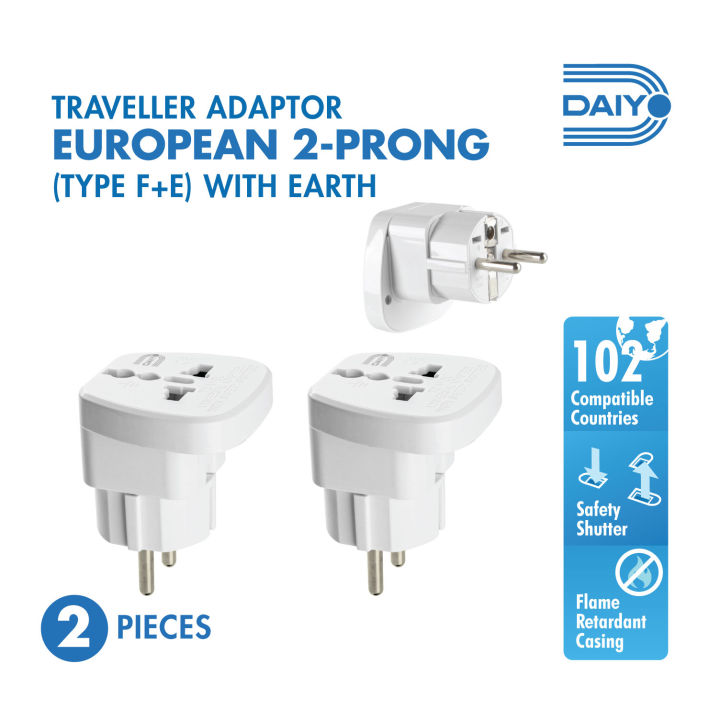 Traveller Adaptor European 2-Prong With Earth X 2 Pieces | Finland ...