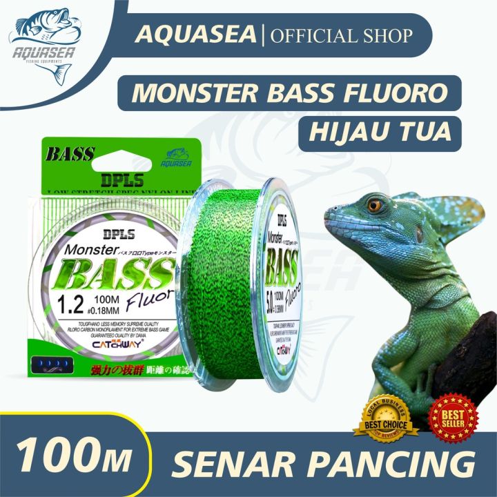 AQUASEA Tali Pancing Bass FLUOROCARBON 100M Warna Hijau Tua Senar ...