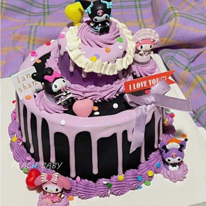 5Pcs/Set Cartoon Sanrio Kawaii Anime My Melody Kuromi Cake Topper Model ...