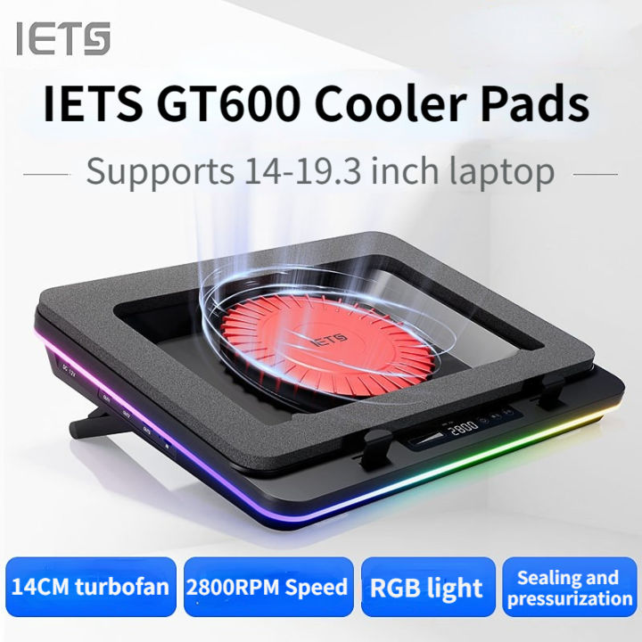 IETS GT600พัดลมเทอร์โบที่มีประสิทธิภาพ RGB แผ่นระบายความร้อนโน้ตบุ้คระบายความร้อนเล่นเกมแล็ปท็อป ...