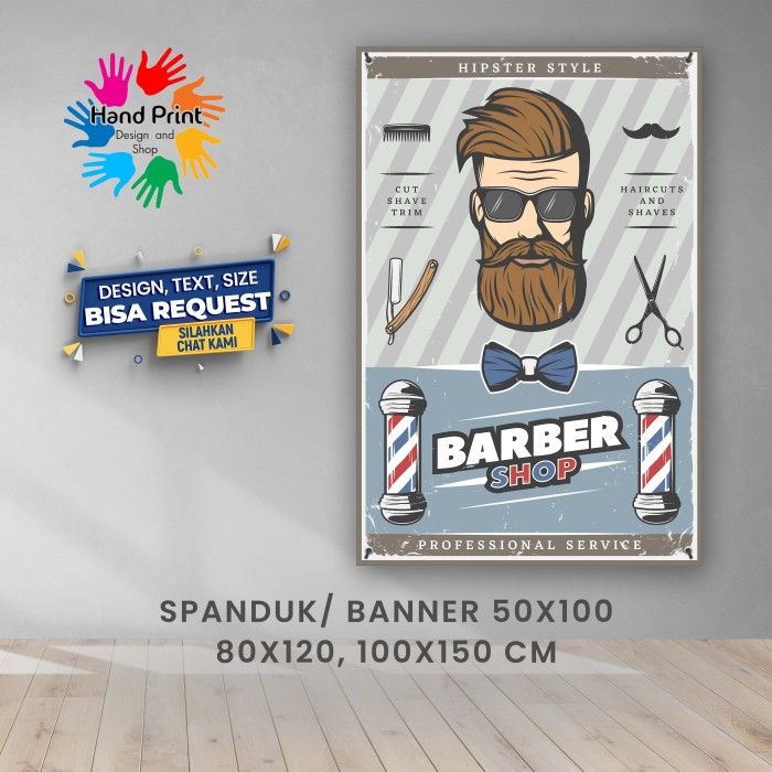 SPANDUK BANNER Barbershop Cukur Pangkas Rambut A 80x120 CM | Lazada ...