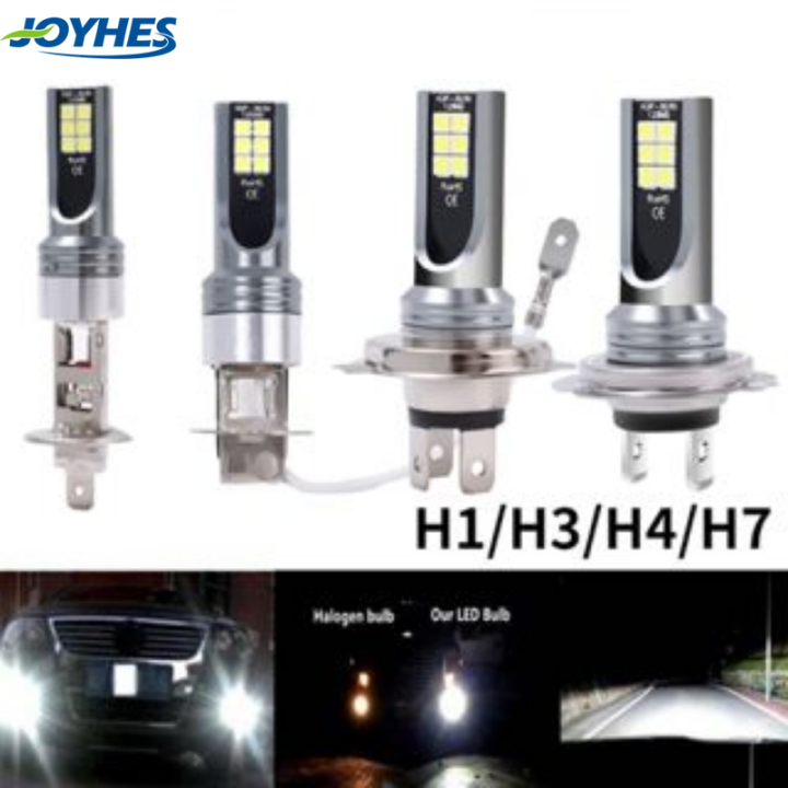 H1/H3/H4/H7 Car Waterproof COB LED Headlight Front Fog Light Bulbs Auto Super Bright Driving ...