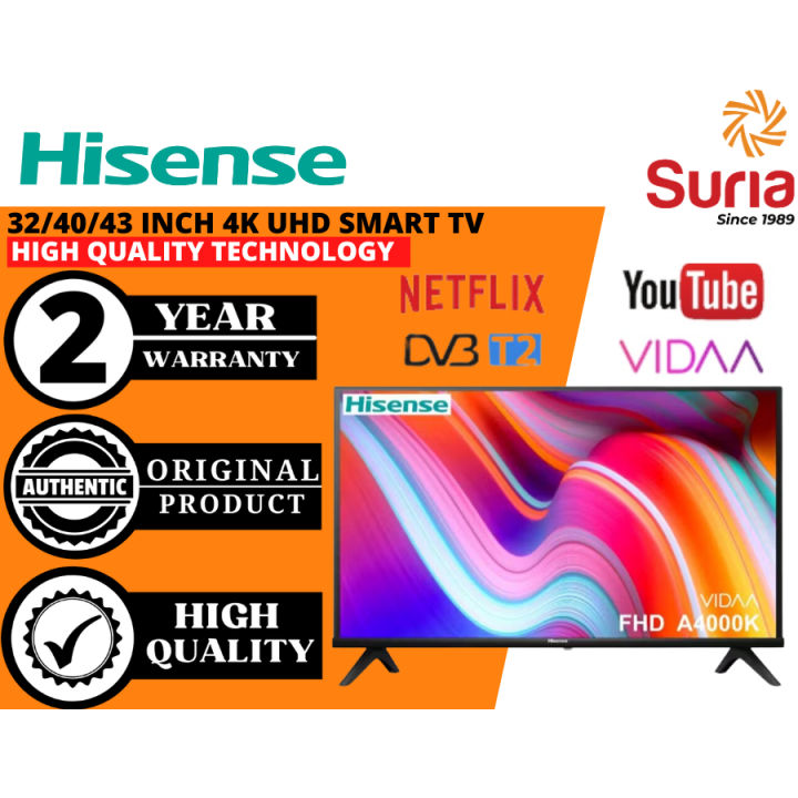(Free delivery Penang,Kedah & Perlis)Hisense 32 ''/40''/43 ''inch DVB-T2 full HD Smart TV ...