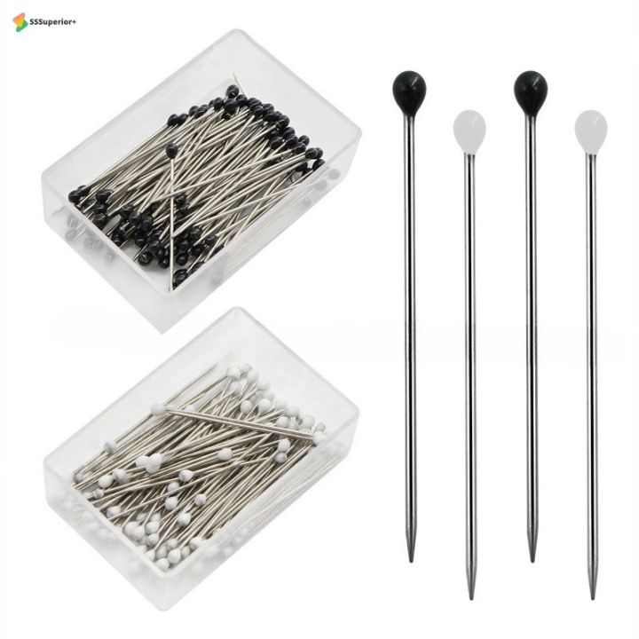 100Pcs/box Black and White Pearl Long Needle Muslim Pin Alloy ...