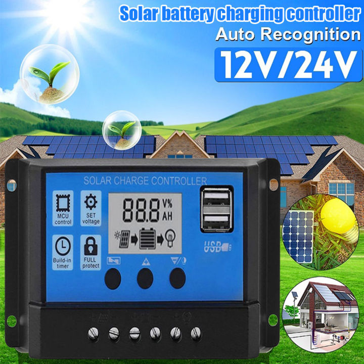 ★COD★ Solar Charge Controller LCD LED Display Solar Cell PWM 12V / 24V ...