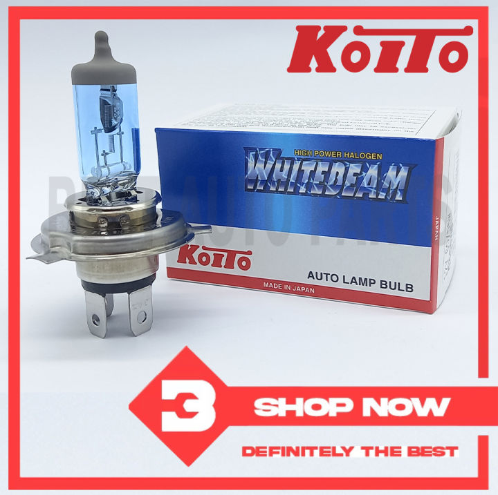KOITO Car Headlight ( White Beam ) Halogen Bulb H4 / T16 12V 60/55W ...