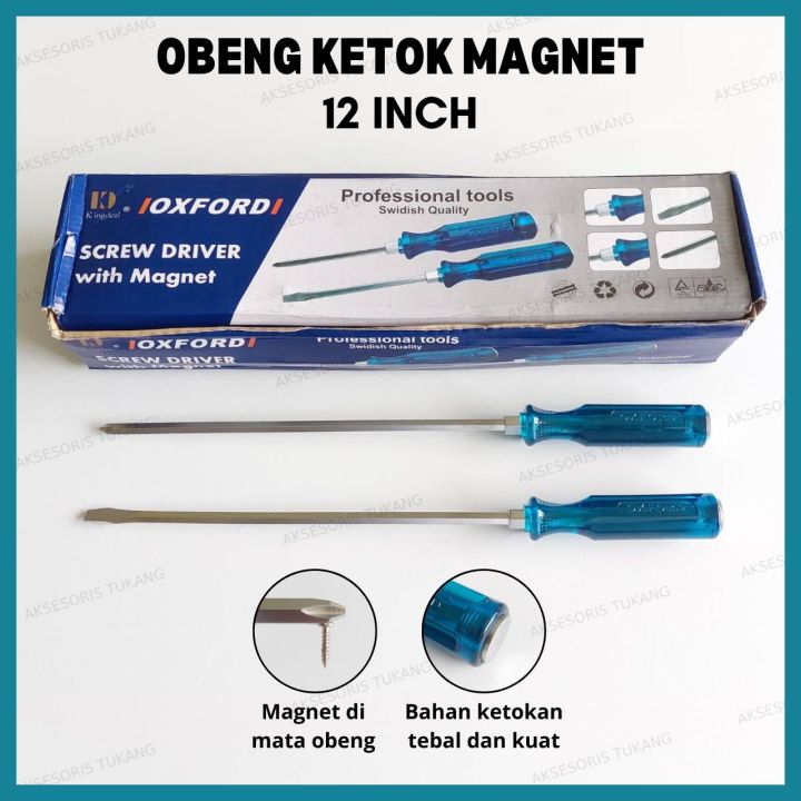 Obeng Ketok Magnet 12" Plus Min Minus + - Kuat Tebal 12 Inch Inci Biru ...