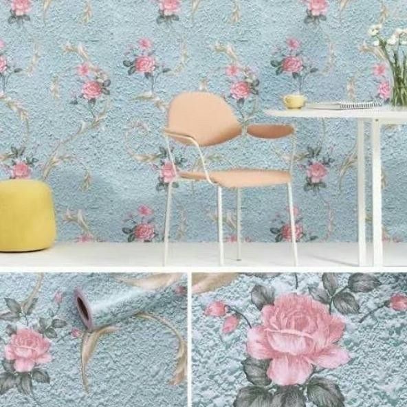 10M X 45CM WALLPAPER DINDING MOTIF BUNGA TOSCA - COD BAUAR DI TEMPAT ...