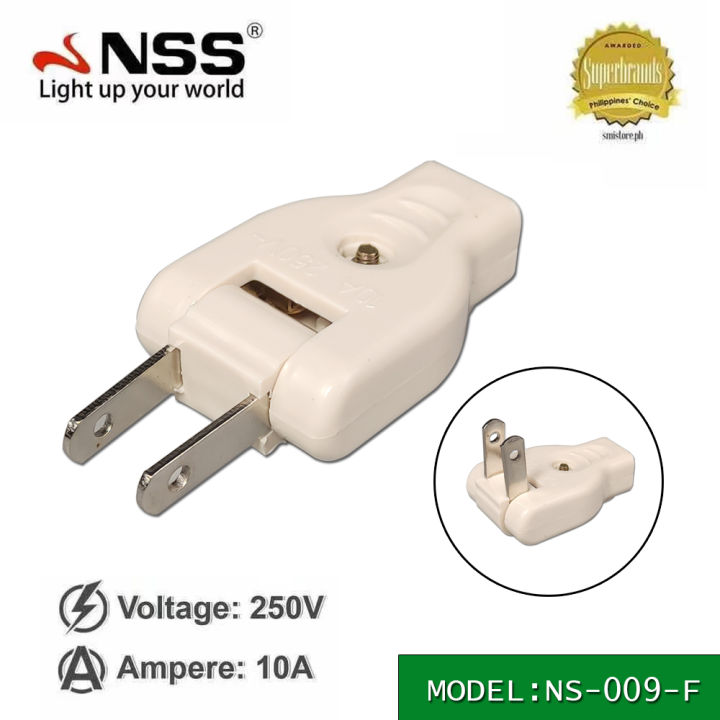 Free Life 2 FLAT PINS NS-009-F 10A 250V SWING TYPE ELECTRIC POWER PLUG ...