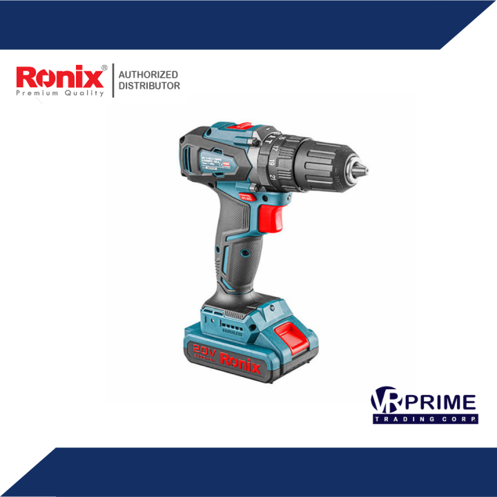 Ronix ® By VR Prime - Brushless Keyless Hammer Drill 20V (code: 8900K) set "with battery and ...