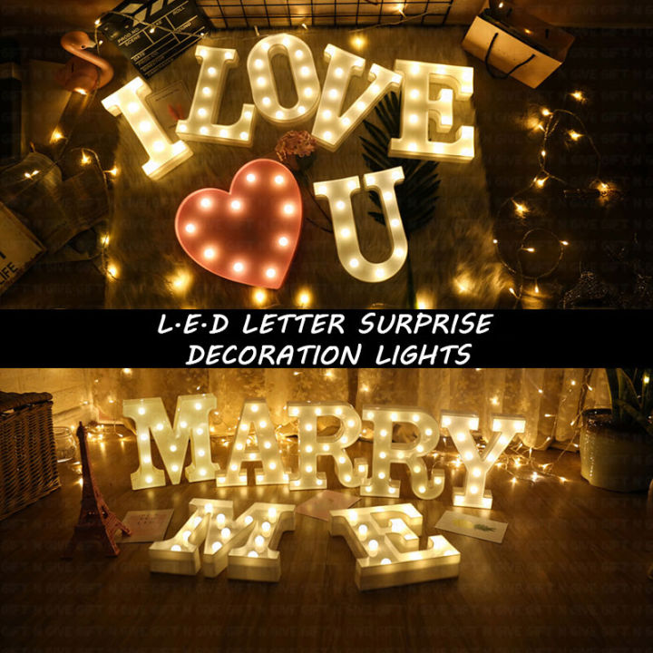 LED Light 3D English Letter Alphabet Number Word Party Decoration ...