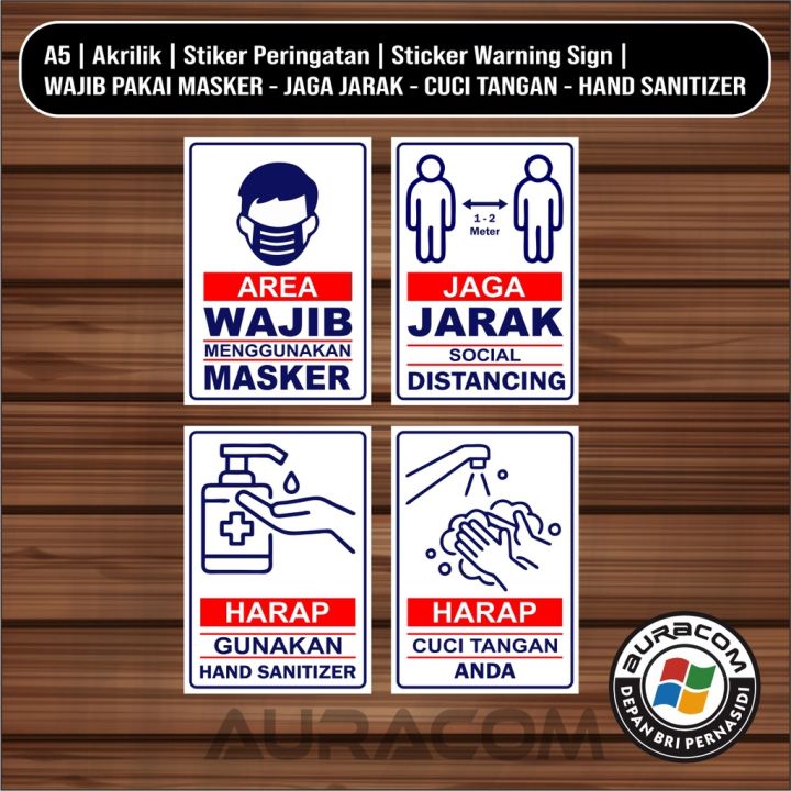 A5, Akrilik, Stiker Peringatan, Sticker Warning Sign, WAJIB PAKAI ...