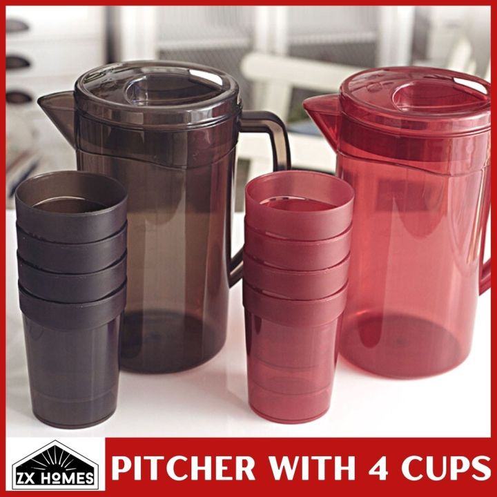ZX HOMES Pitcher with 4 Cups Large Capacity Water Juice Container ...