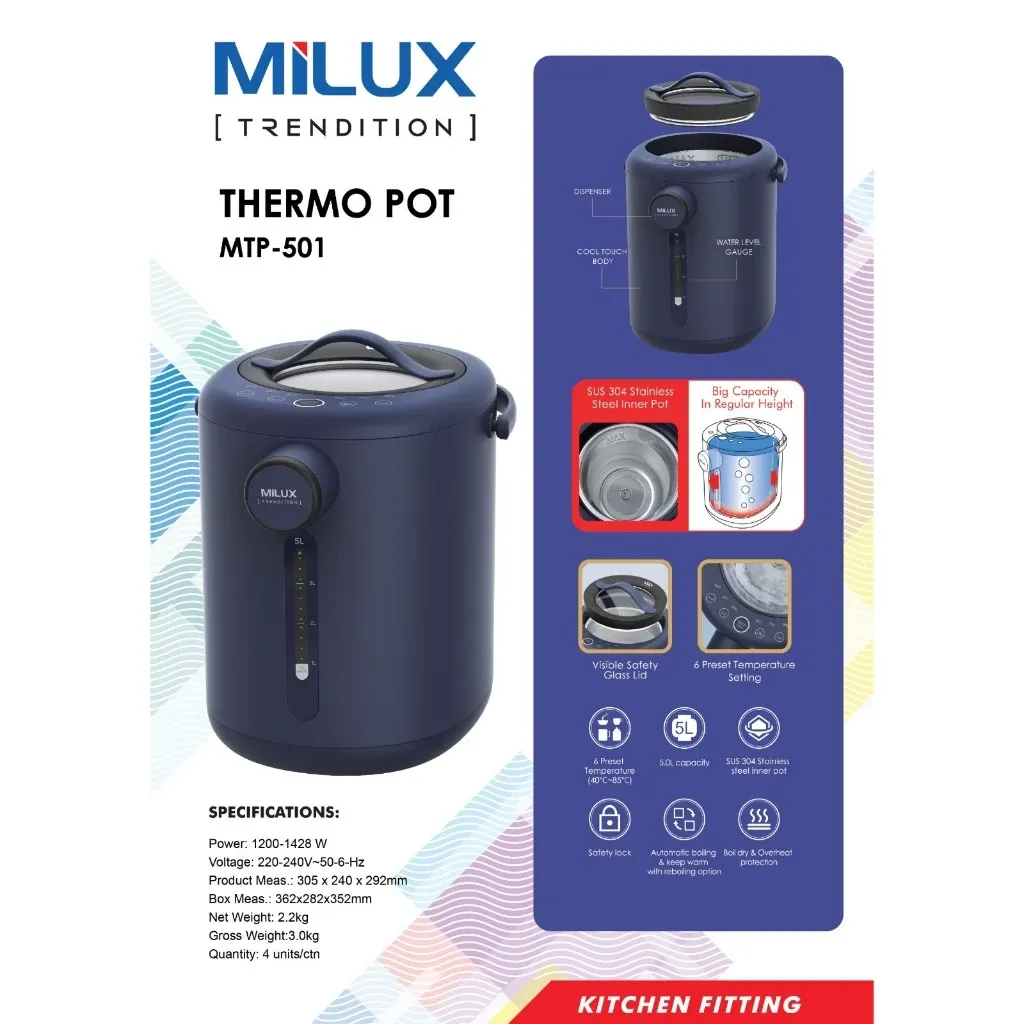 Milux 5.0L Thermo Pot MTP501 | Lazada
