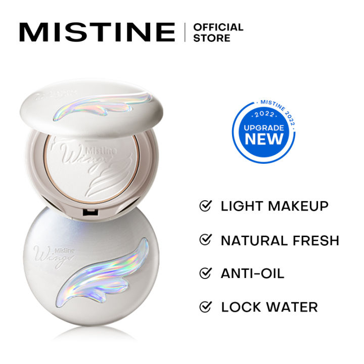 MISTINE Pressed Compact Oil Control Waterproof Lightweight Makeup Press Long Lasting Face Powder ...