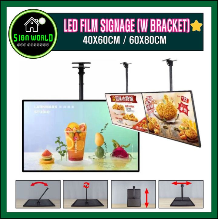 LED Film Signage (w/ Bracket) / Menu Display Light Box Promo Logo Sign ...