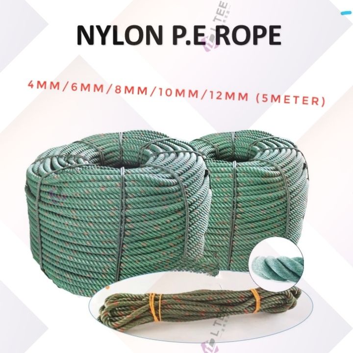4mm, 6mm, 8mm, 10mm, 12mm Pe nylon rope Tali PE 5meter/unit (Tali nylon ...