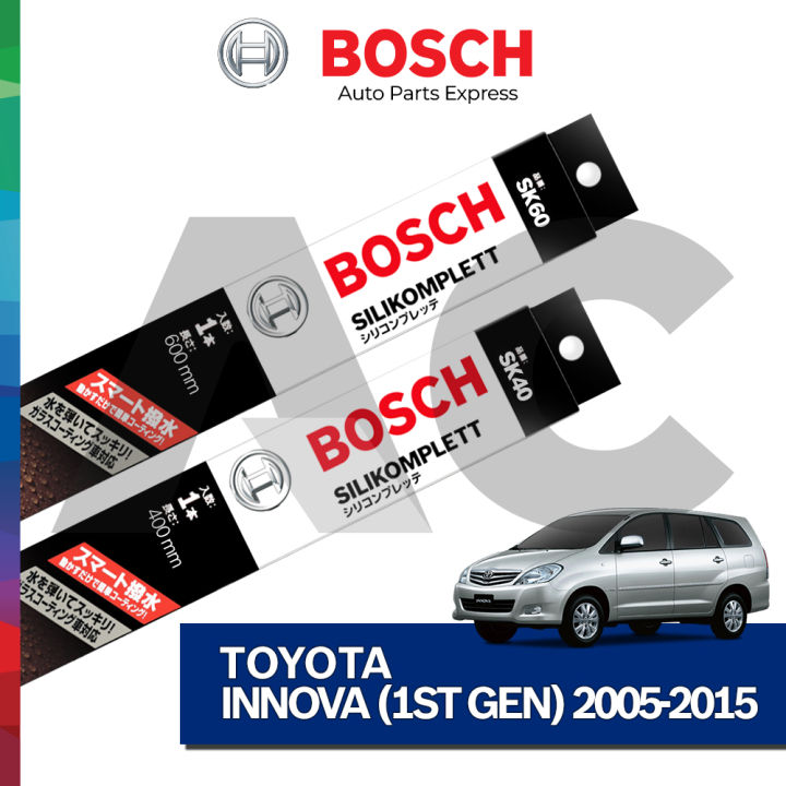 BOSCH SILICONE WIPER SET FOR TOYOTA INNOVA (1ST GEN) 2005-2015 (24"/16 ...