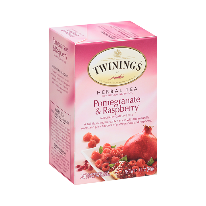 Twinings of London POMEGRANATE & RASPBERRY Naturally Caffeine Free ...