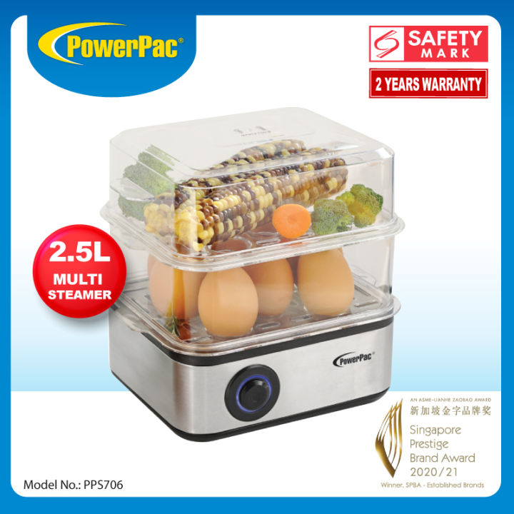 PowerPac Egg Steamer, Food Steamer 2.5L Multi function 2 Tier Steamer ...