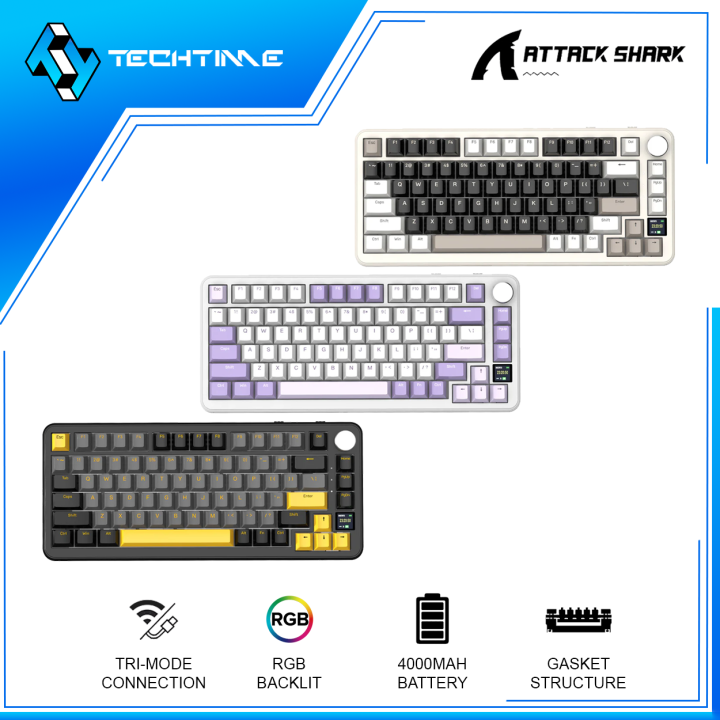 Attack Shark X85 Pro Tri mode 75% Gasket-mounted Wireless Hot Swappable ...