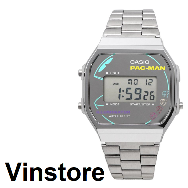 [Vinstore] Casio A168 x PAC-MAN Special Edition Digital Stainless Steel ...