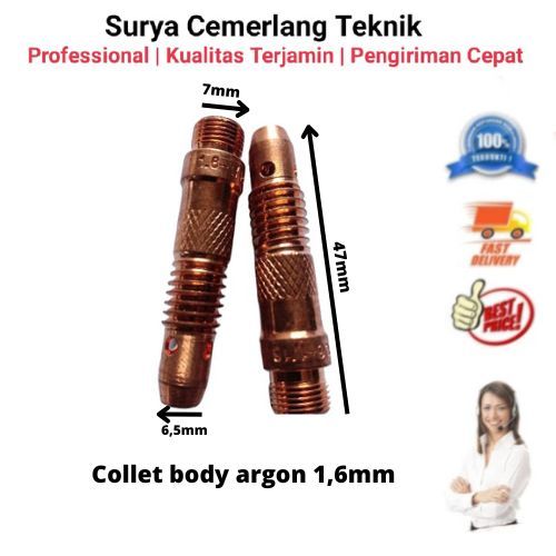 Collet Body argon 1.6mm bengkel besi travo las alat alat teknik ...