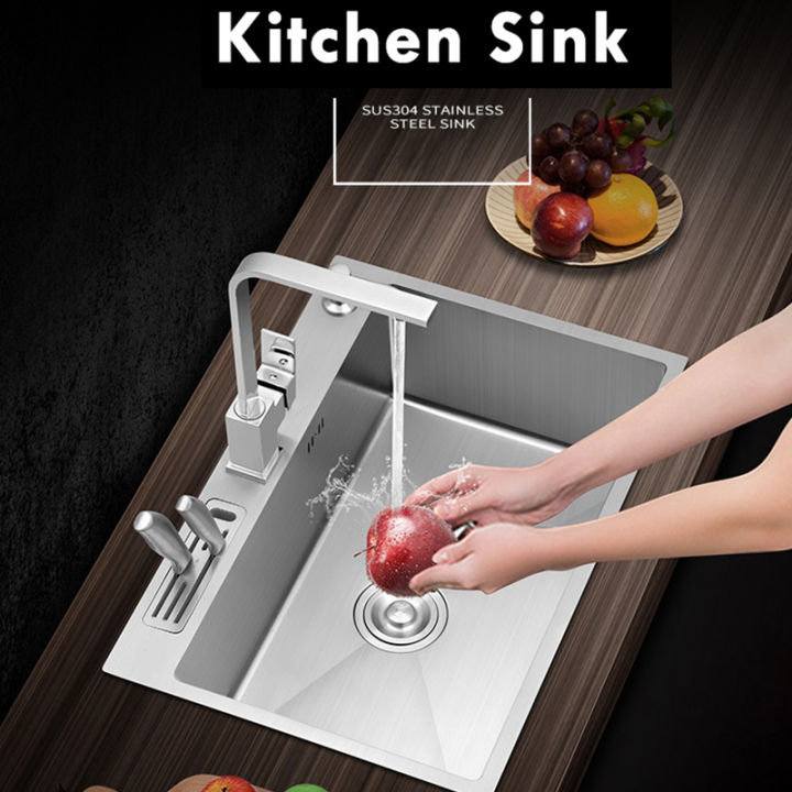 304 Stainless Steel Kitchen Sink Handmade Lababo Drop-in Topmount With ...