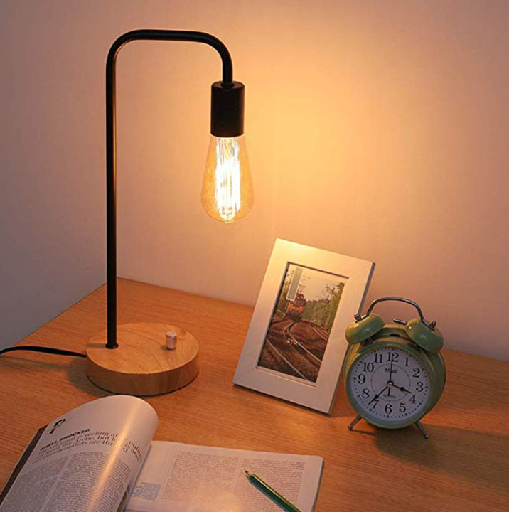【COD】Desk lamp Dimmable Study table lamp bedside lamp industrial Wooden ...