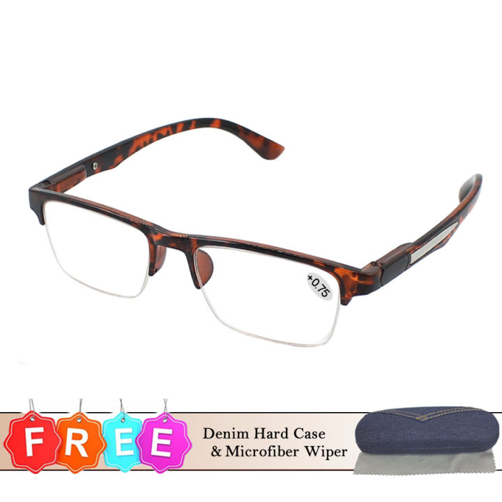 Flexible Temple Half Rimless Reading Glasses - Tortoise | Lazada PH
