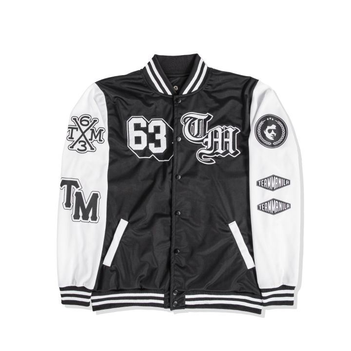 TEAM MANILA DOWNTOWN VARSITY JACKET BLACK/WHITE | Lazada PH
