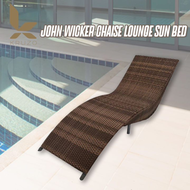 KRUZO JOHN Wicker Chaise Pool Beach SunBed PE Rattan Lounge Chair ...