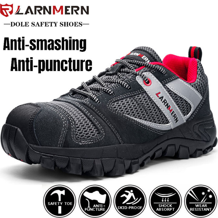 LARNMERN Men's Steel Toe Safety Shoes Lightweight Breathable Anti-Shock ...