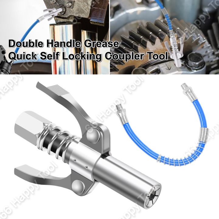 10000psi Double Handle Grease Quick Self Locking Coupler Hose Kit Tool ...