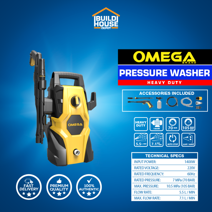 OMEGA Pressure Washer - Heavy Duty - 1400W | Lazada PH