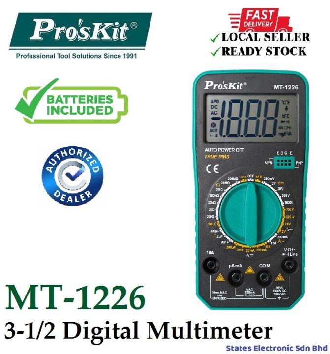 Pro'skit MT-1226 3-1/2 True RMS Digital Multimeter | Lazada