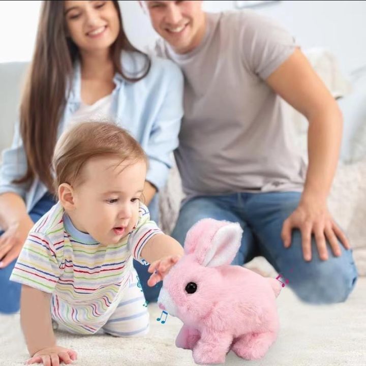 Electric Plush Rabbit Stuffed Bunny Interactive Soft Bunny Toy Mumble ...