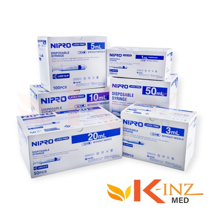 Nipro Syringe ไซริ้งค์ นิโปร กระบอกฉีดยาแบบไม่มีเข็ม ทุกขนาด 1ml 3ml 5 ml 10ml 20 ml 50ml (กล่อง ...